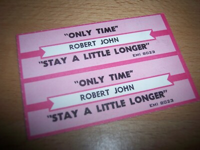 2 Robert John Only Time / Stay A Little Longer Jukebox Title Strips | eBay