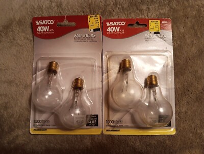 4 Satco 40W Intermediate Brass Base A15 Ceiling Fan Bulbs 2744 | eBay