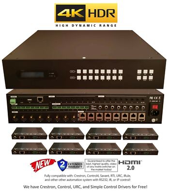 8x16 8x8 HDR 18GBPS HDbaseT 4K Matrix Audio SWITCHER 16x16 with 8 ...