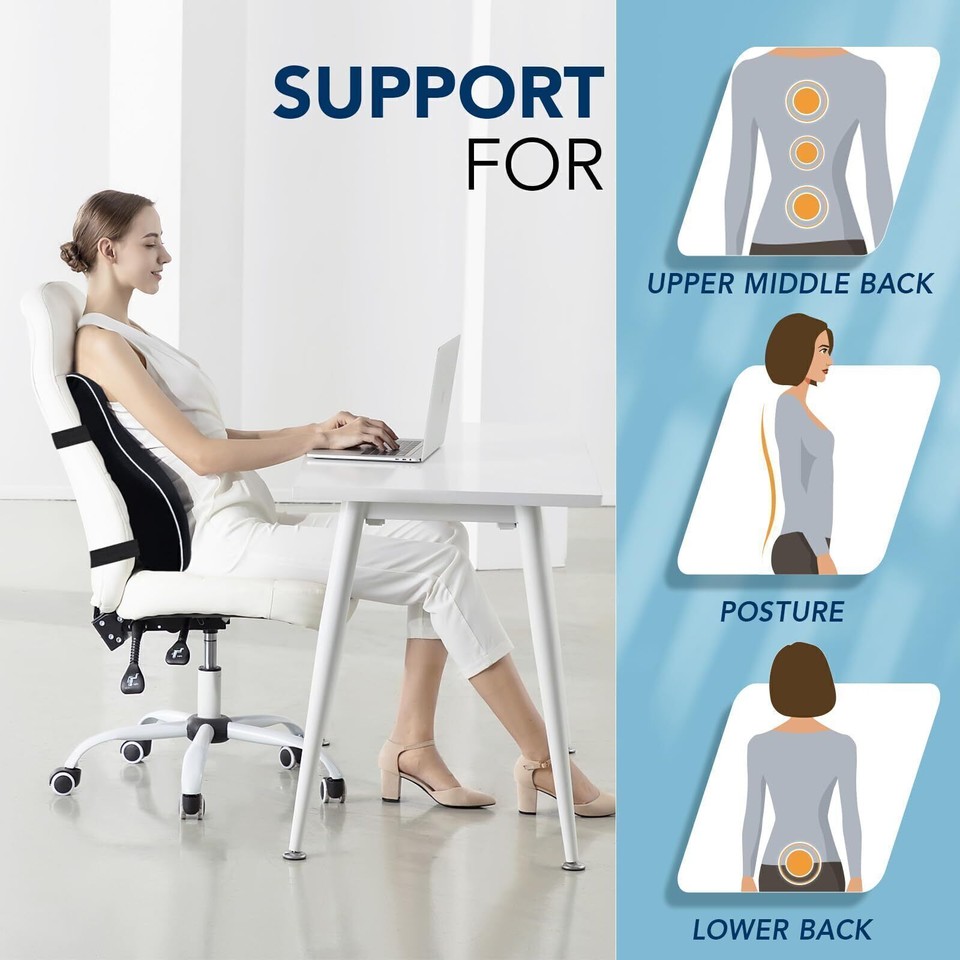 Lumbar-Back Support Cushion Car Seat Wheelchair Office Chair Pillow ...
