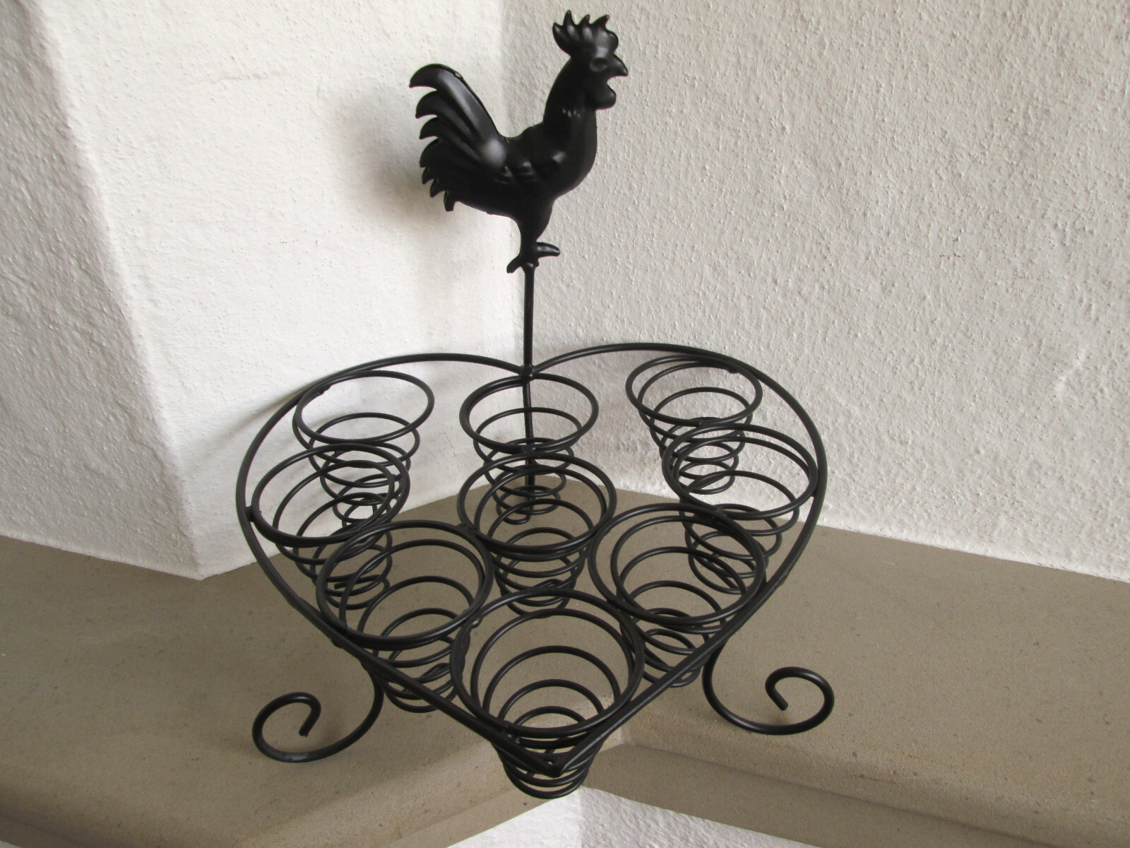 Eierständer, Eierhalter Hahn Herz Metall Draht schwarz für 9 Eier ...