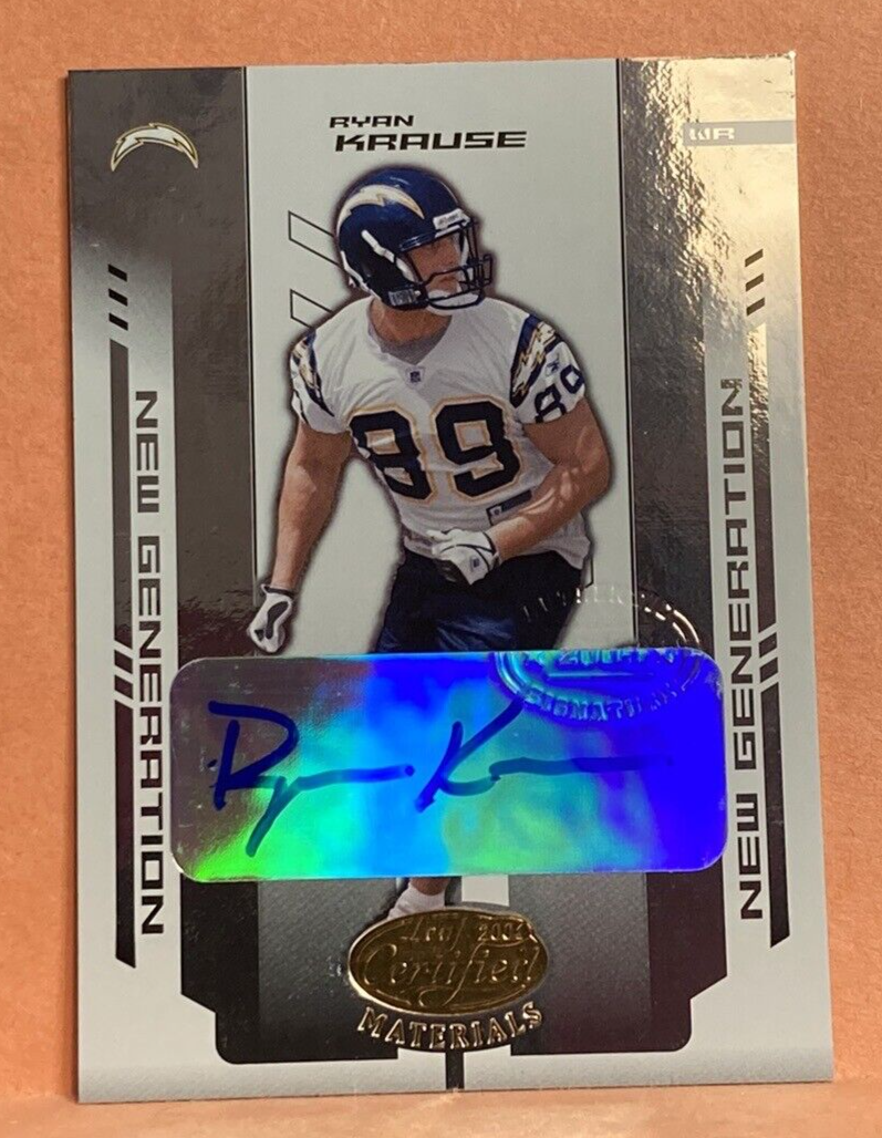 2004 Leaf Certified RYAN KRAUSE Rookie Autograph /1000 Card #193 ...