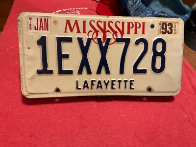 Mississippi License Plate Lafayette County 1EXX728 1993 | eBay