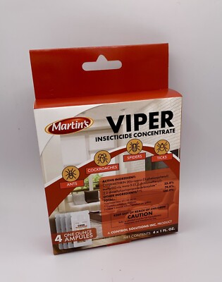 Martin’s Viper Insecticide Concentrate 25.4% - 4 Packets Roach Ants ...