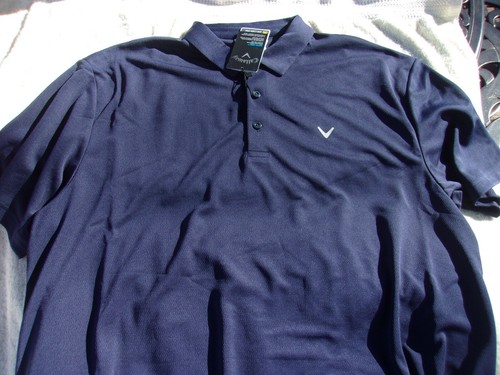 NWT Callaway Opti Dry golf polo, men's XL, XXL, navy blue, polyester | eBay