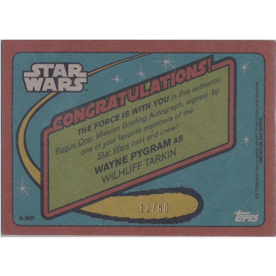 Topps Star Wars Rogue One Black Autograph Wayne Pygram as Wilhuff ...