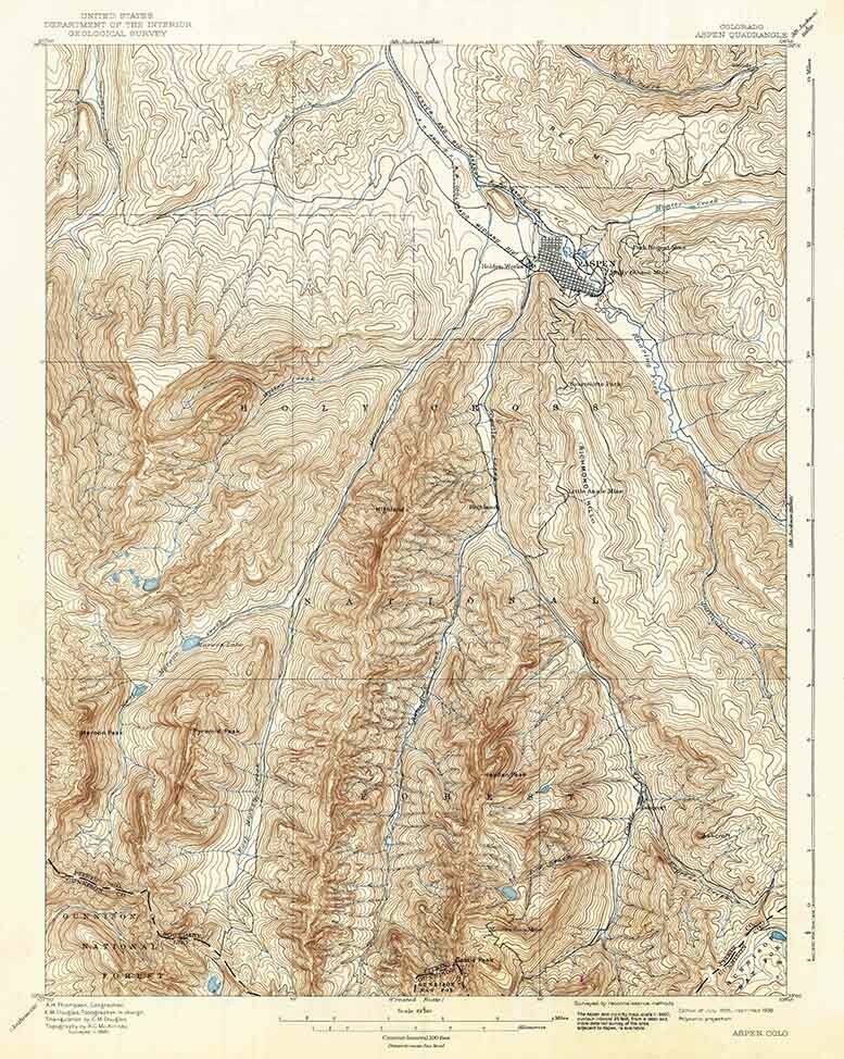 Map Aspen Colorado 1895 Topo Map Of Aspen Colorado | EBay