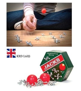 Traditional METAL JACKS Five Stones Knucklebones Playground Game ...