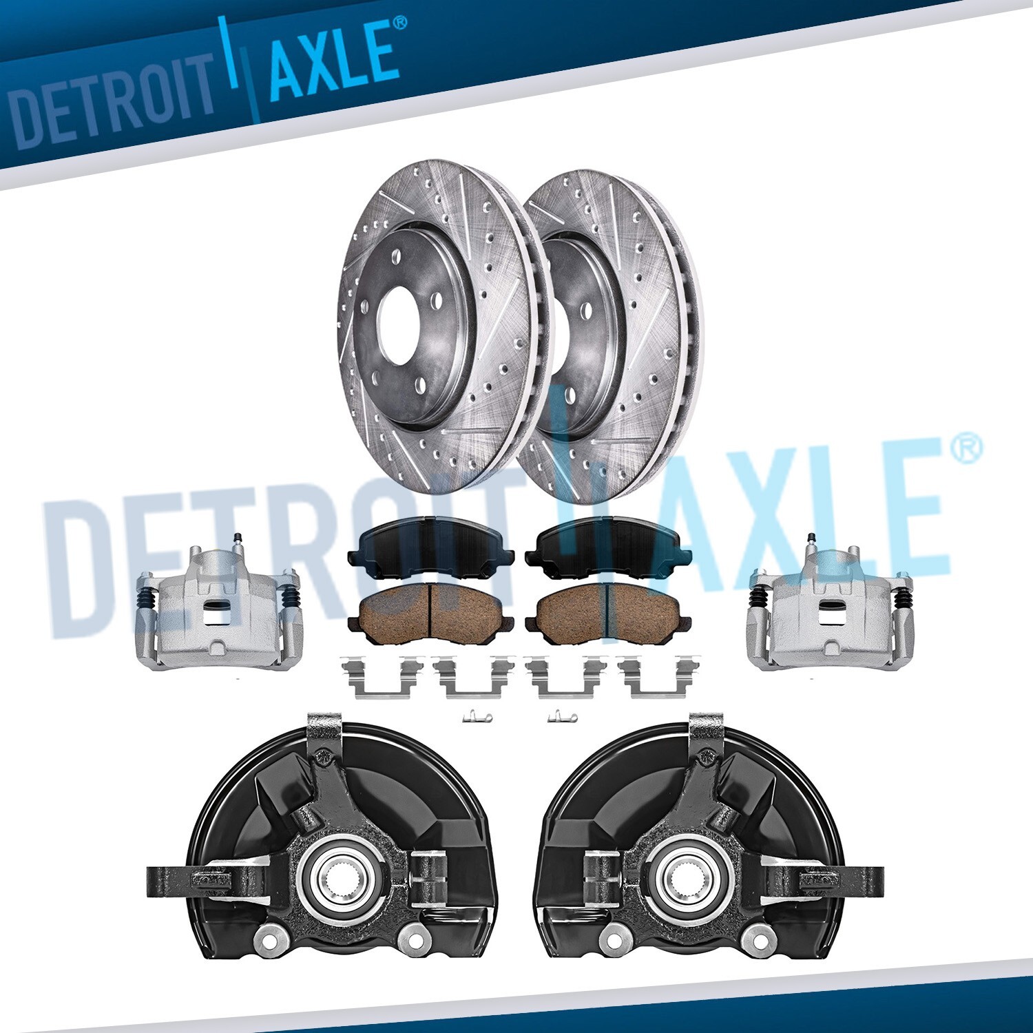 Front Steering Knuckles Drilled Rotors Calipers Kit for Patriot Compass ...