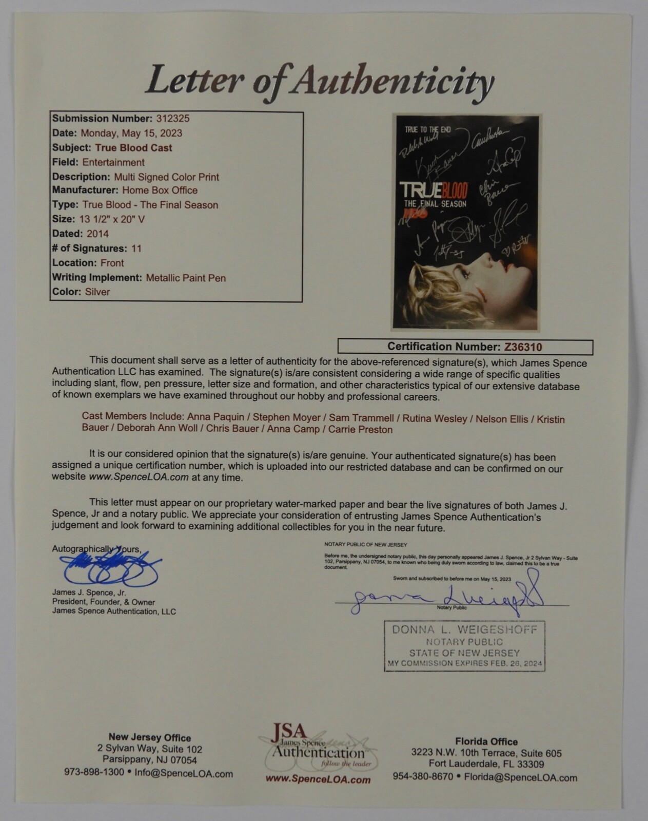 True Blood Cast JSA Autograph Fully Signed Poster Fully Signed 11 ...