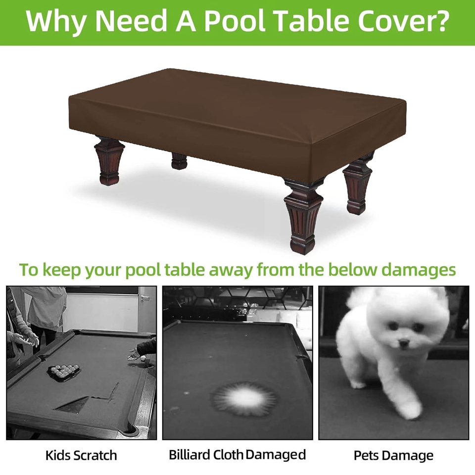7FT 8FT 9FT PVC Billiard Table Cover Waterproof & Dustproof Pool Table ...