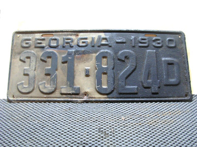 GEORGIA LICENSE PLATE 1930 331-824D RESTORABLE OR LEAVE RUSTIC | eBay