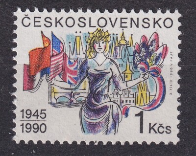 Timbre TCHÉCOSLOVAQUIE 1990 SC#2788 MNH**, Libération de la Seconde ...