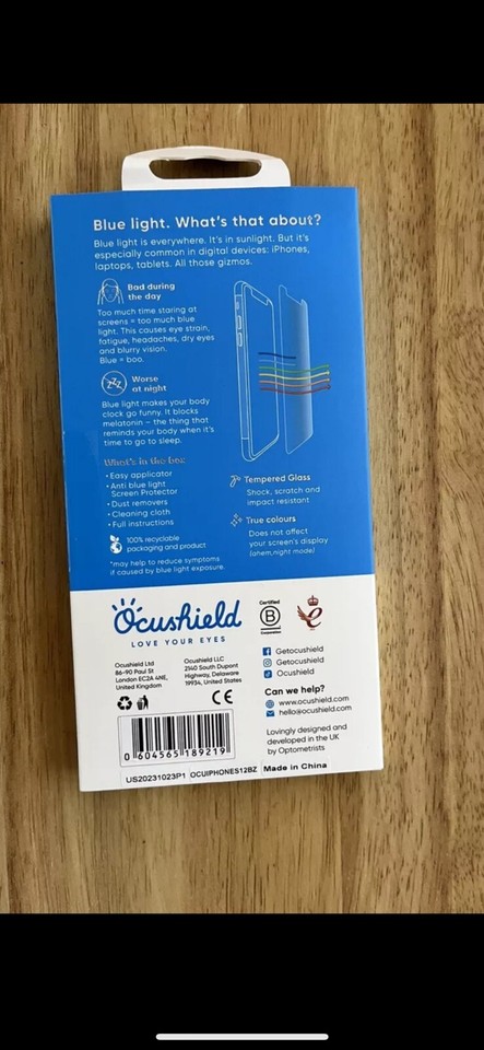 Ocushield Anti Blue Light Tempered Glass Screen iPhone 12 Regular | Pro ...
