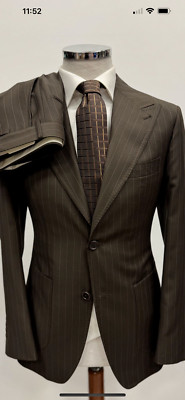 Brown pinstripe super 180 wool suit | eBay