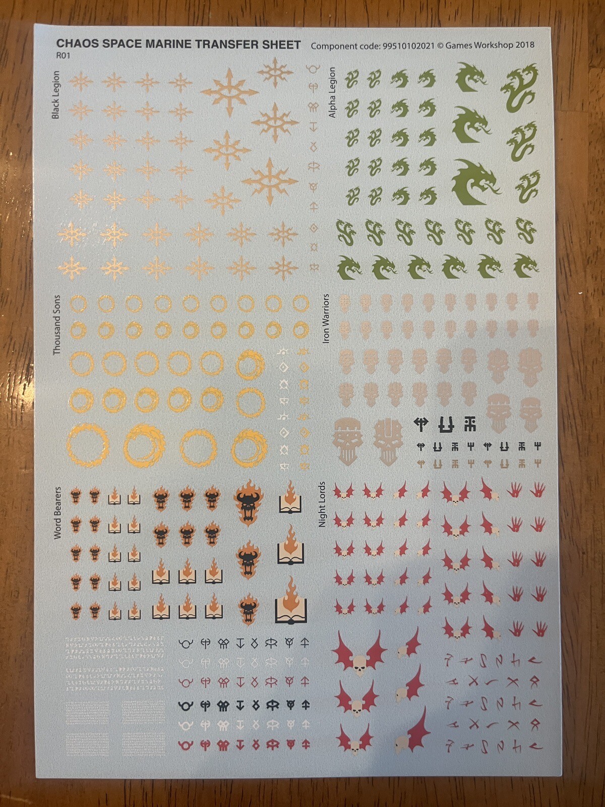 WARHAMMER 40K Chaos Space Marines Transfers Sheet Decals FULL PAGE ...