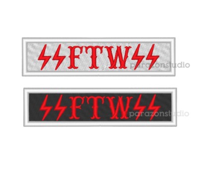 SPCustom Embroidered FTW F.T.W. Thunder Bolt Sign Name Tags Patch 4" X ...