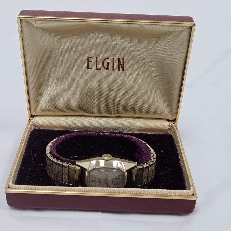 Vintage 1950's Elgin Tonneau Manual-Wind 15 Jewels 10k GP Men's watch ...