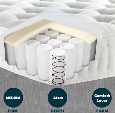 DOUBLE 4000 POCKET MEMORY FOAM MATTRESS 3FT 4FT6 DOUBLE 5FT KING SIZE ...