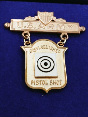 US Army Distinguished Pistol Shot Gold Competition Badge Medal - BOXED ...