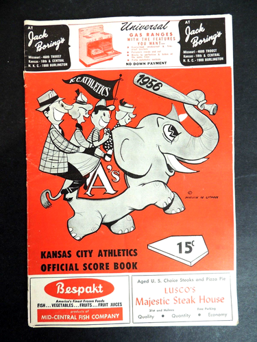 1956 MLB Scorecard Kansas City Athletics v New York Yankees July 29 ...