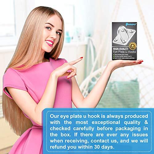 2PCS M8 Premium Heavy Duty Square Stainless Steel Pad Eye Hooks + 2PCS ...