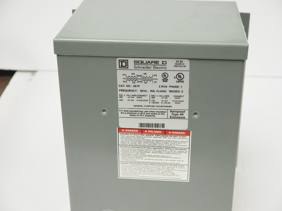 2S1F SQUARE D Single Phase Stepdown Transformer 240V/480V AC Out 120V ...