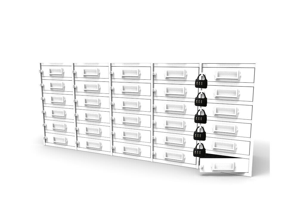 Fixture Displays 30-Slot Cell Phone Storage Station Lockers - White for ...