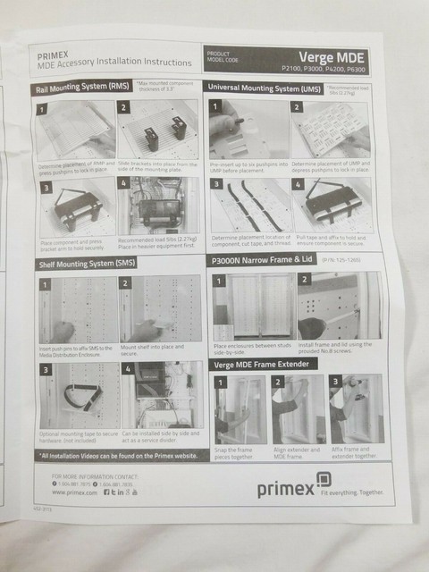 Primex Verge P3000 Home Media Cabinet 125-0990 30” Enclosure Base ...