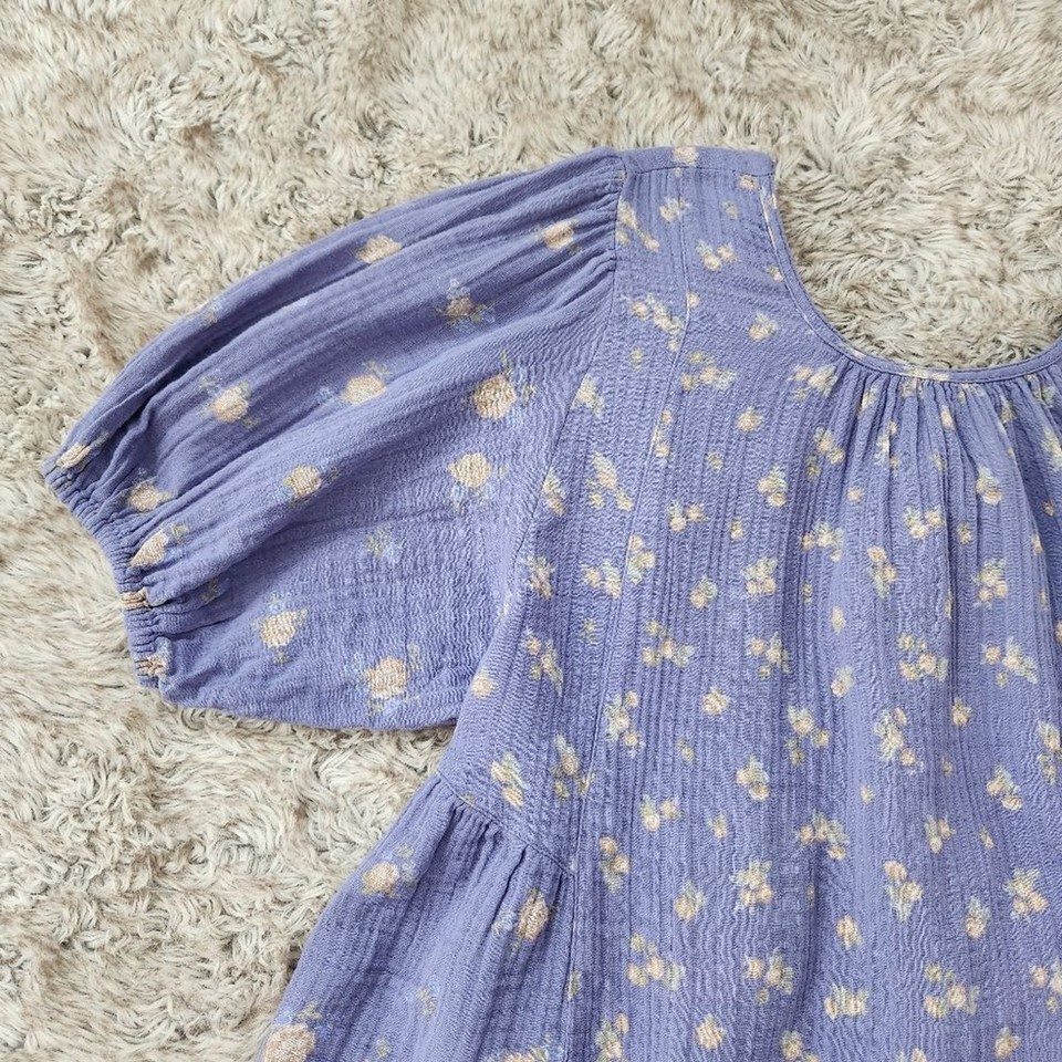 Free People Chloe Printed Top In Indigo Combo Open Back Wonens Size XL ...