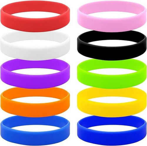 10x Adult Plain Silicone Rubber Fashion Team Colour Bands Bracelets ...