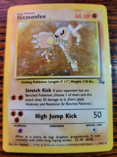 Pokemon TCG Fossil Set Hitmonlee Holo Card 7/62 WoTC | eBay