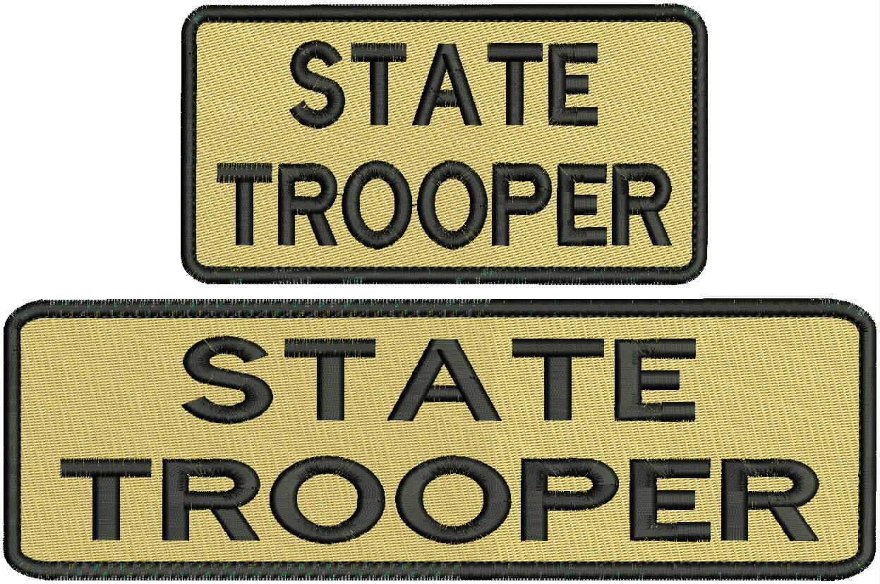 state trooper embroidery patches 3x10 and 3x6 hook black and tan | eBay