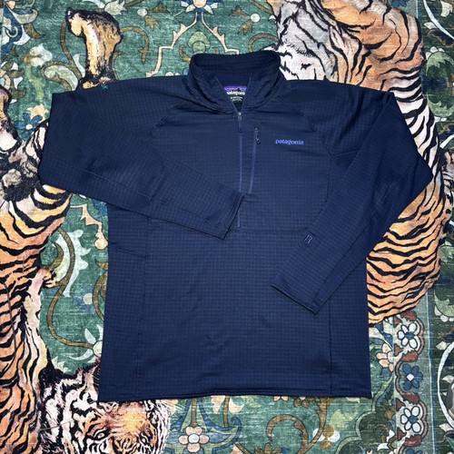 Patagonia R1 Regulator Jacket Waffle Fleece Grid 1/4 Zip Pullover Blue ...