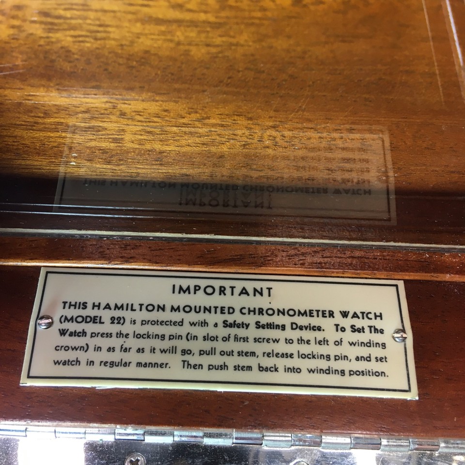 WWII HAMILTON Model 22 Marine Chronometer **INNER BOX** Mahogany NO ...