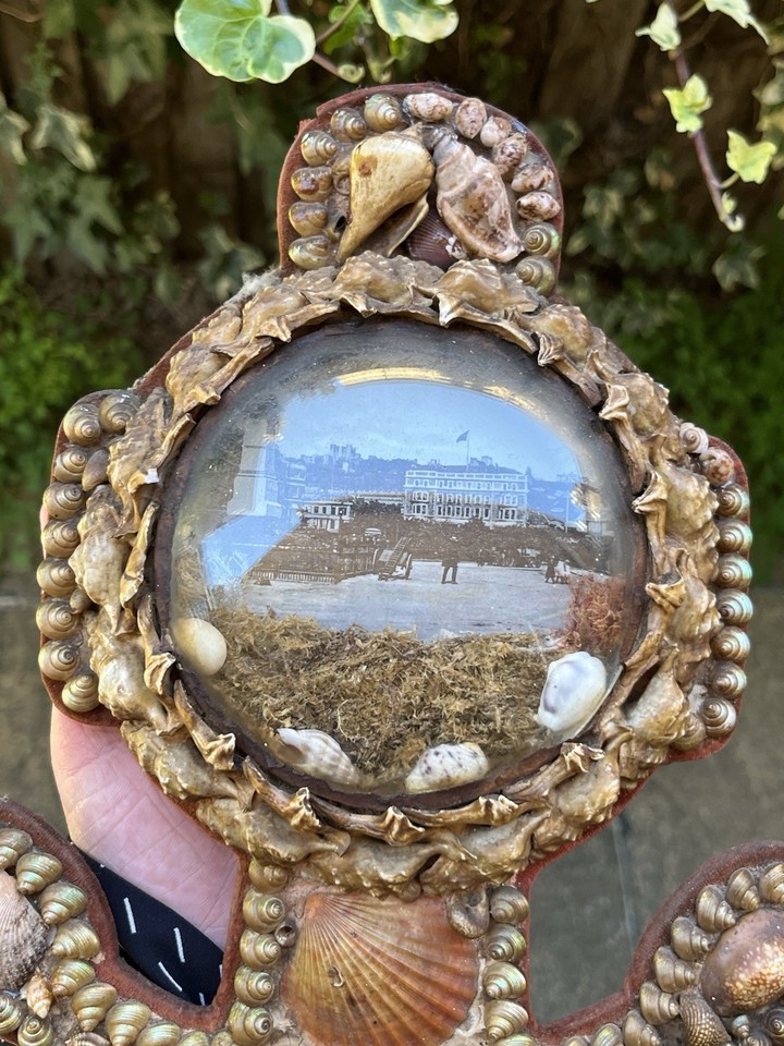 RARE Antique Sailor Valentine Seaside Souvenir Shell Shellwork Anchor ...