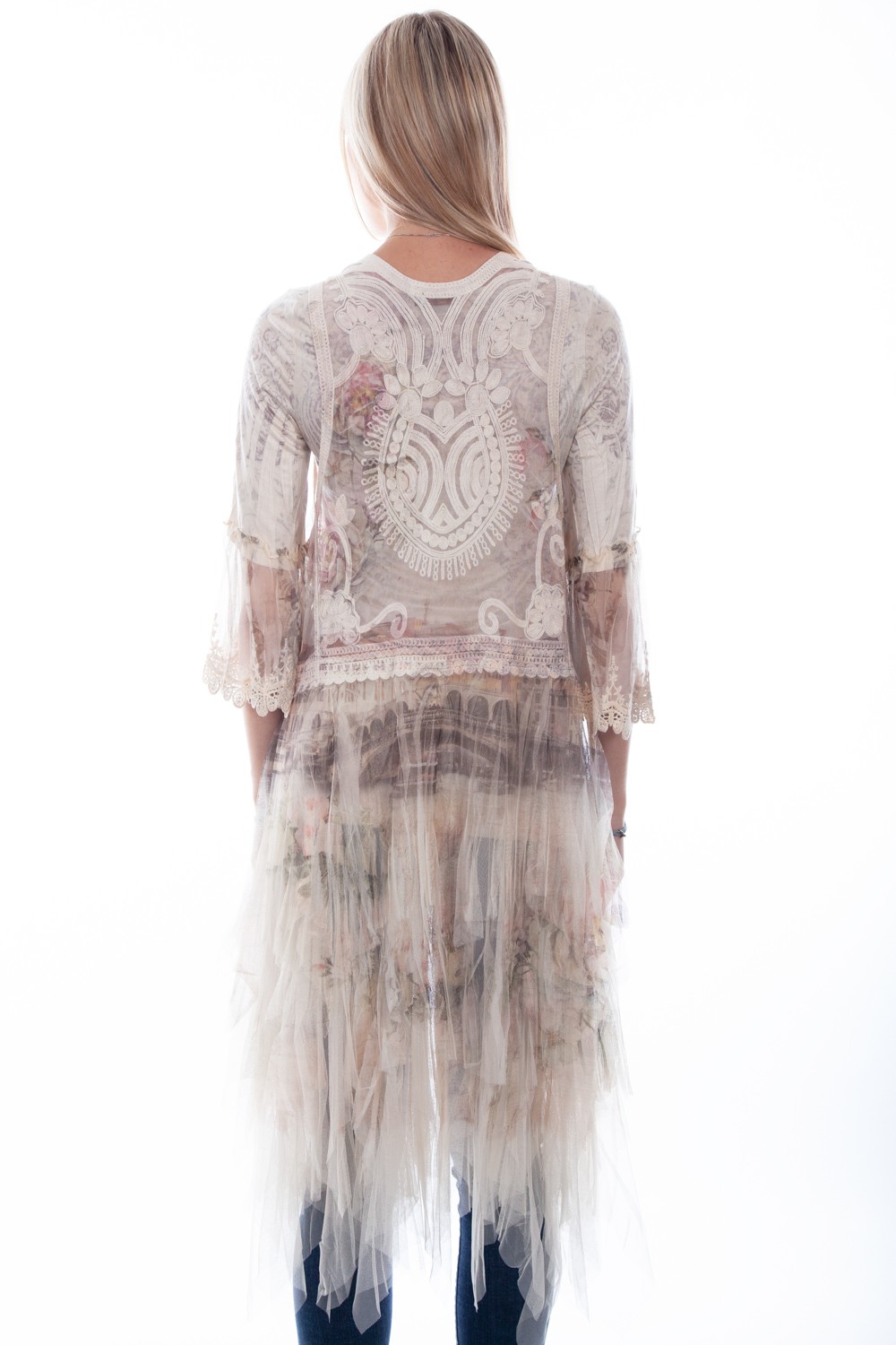 Scully Womens Natural Italy Cotton Blend Tulle Layered Duster S/M | eBay