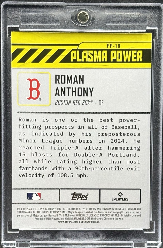 Roman Anthony RARE ROOKIE RC BOWMAN CHROME INVESTMENT CARD SSP RED SOX ...