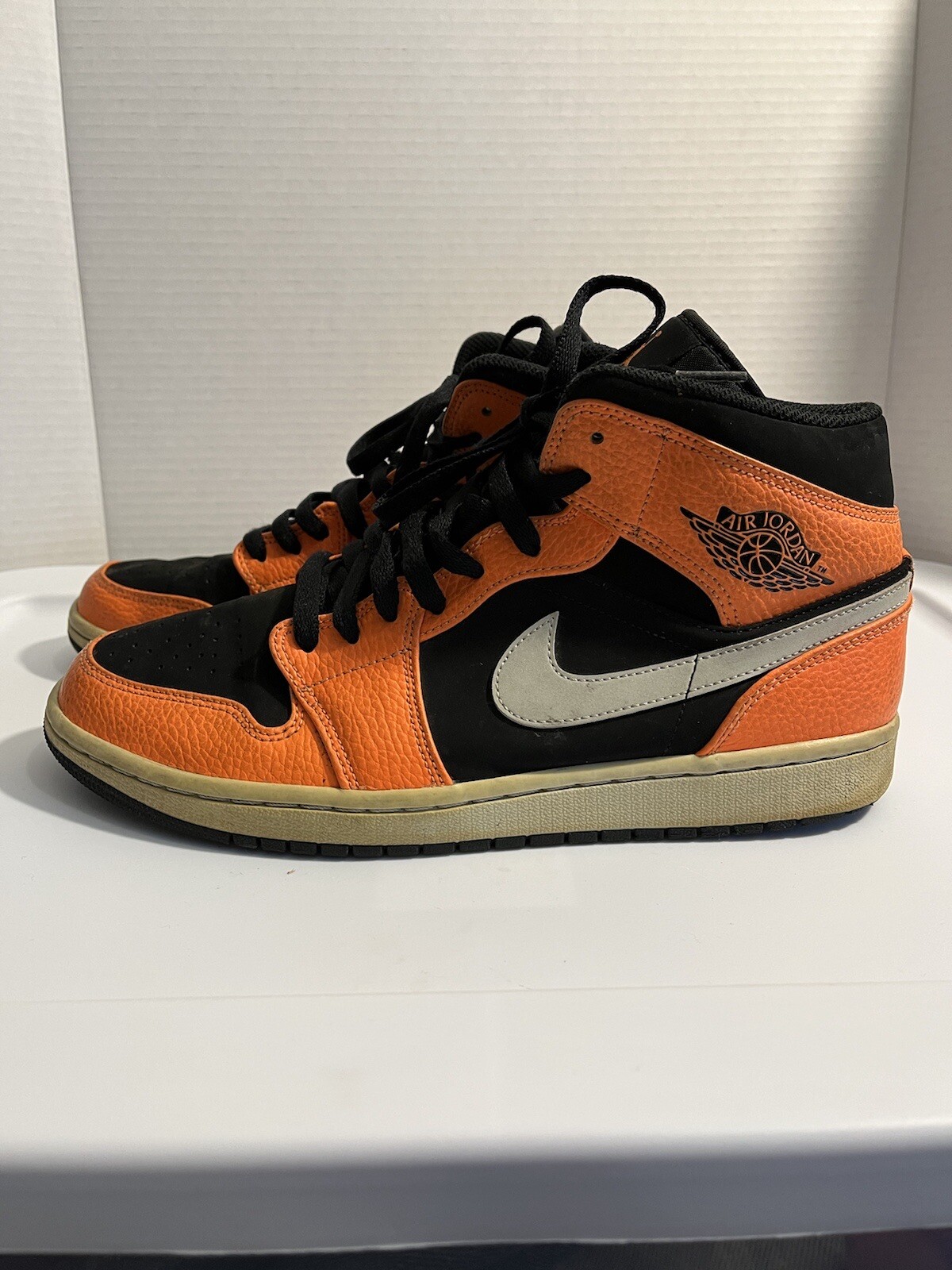 Retro Air Jordan 1 Mid Black Cone Light Bone Orange R… - Gem