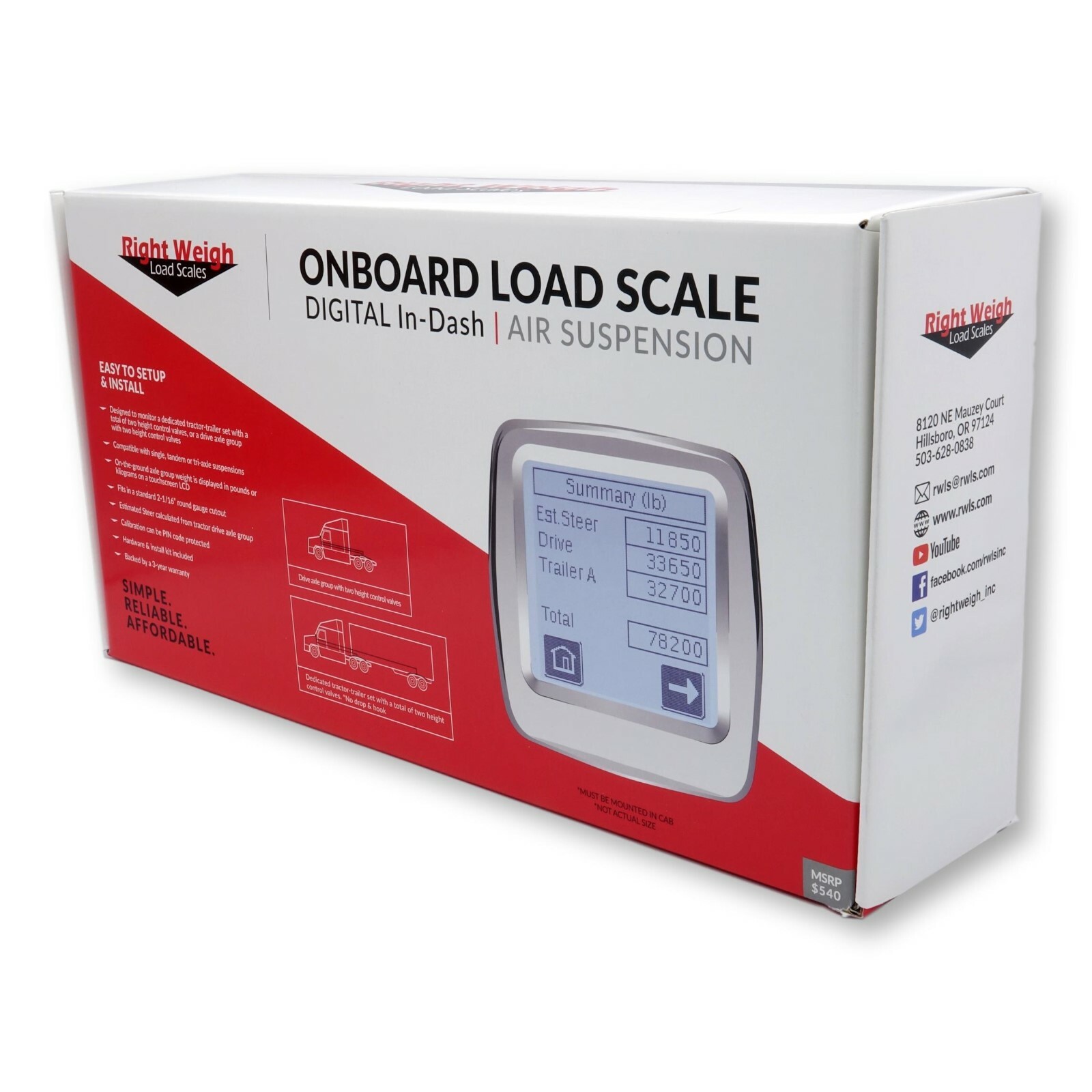 Right Weigh 202-DDG-02RKC Interior Digital Load Scale Kit For Two HCV ...
