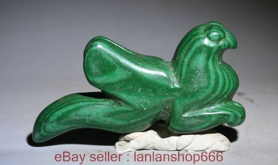 2.6" China Ancient Red Mountain Turquoise Culture Carved Dynasty Birds ...
