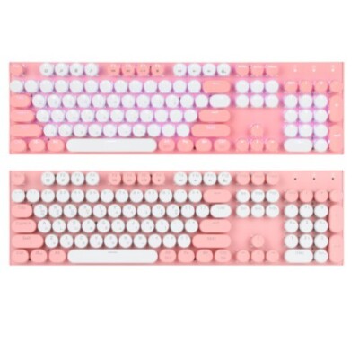 Abko K841 Pebble Retro Axial Replacement Mechanical Keyboard Pink Blue ...