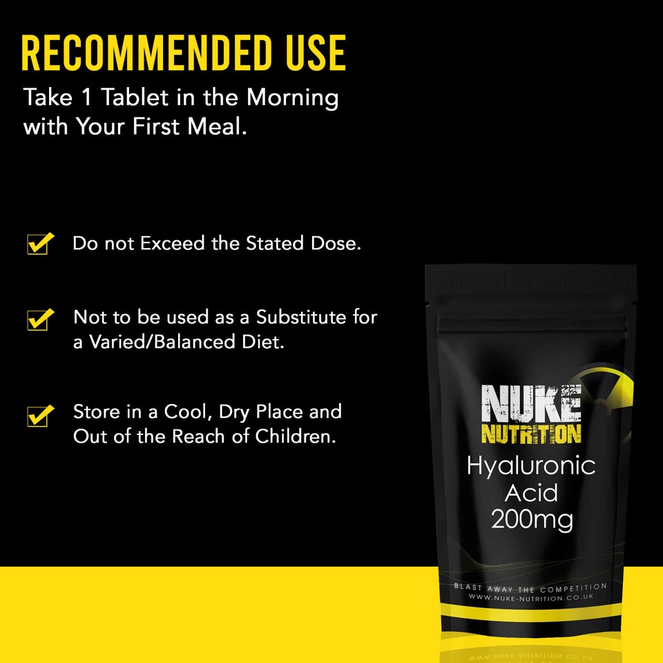 Nuke Nutrition Hyaluronic Acid Capsules 200mg Skin Care Anti Aging - 60 ...