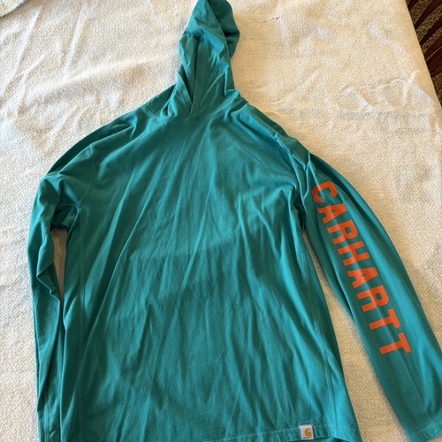 CARHARTT FORCE RELAX FIT MIDWEIGHT men LOGO HOODED T-SHIRT, SZ M ...