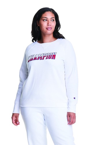 Champion ESF-12547 Women's Plus Powerblend Class, White/Red-Navy Logo ...