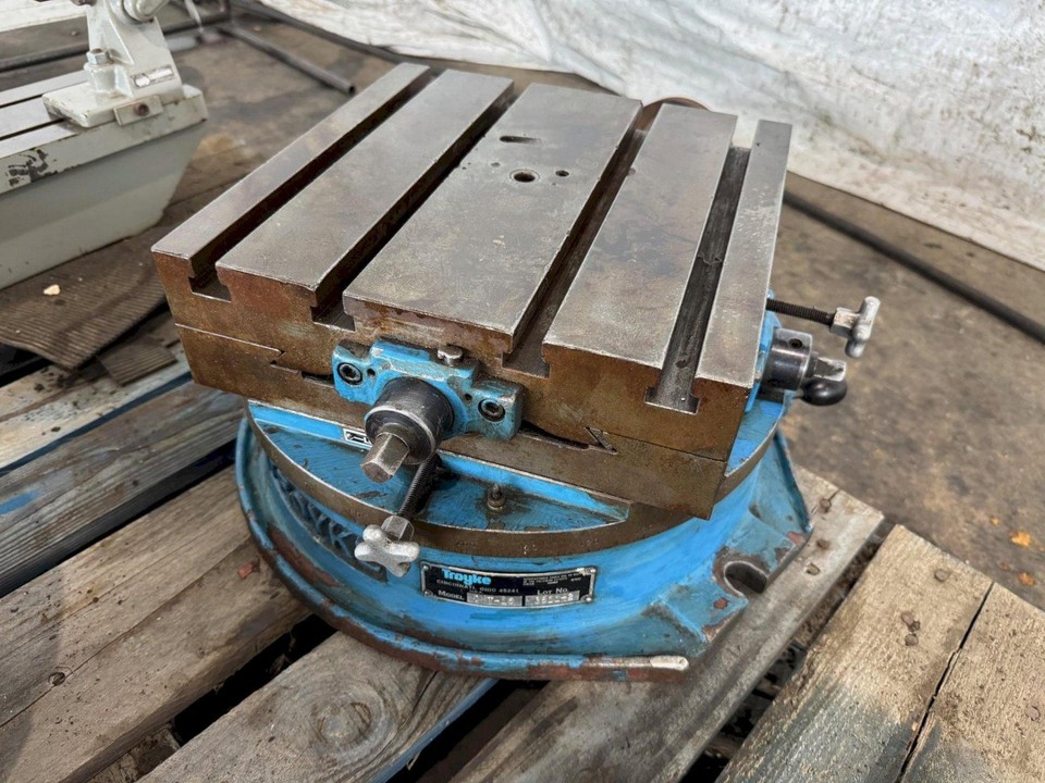 TROYKE DMT-15 CROSS SLIDE ROTARY TABLE, 12"X12" T-SLOT TABLE STOCK ...