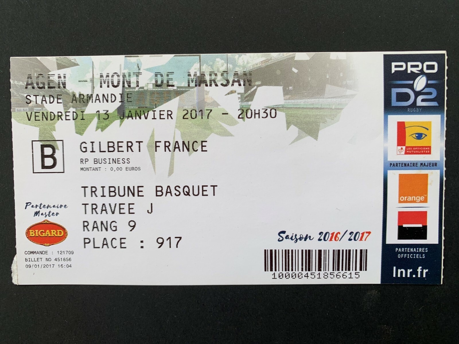 Billet Stade France Rugby d’occasion