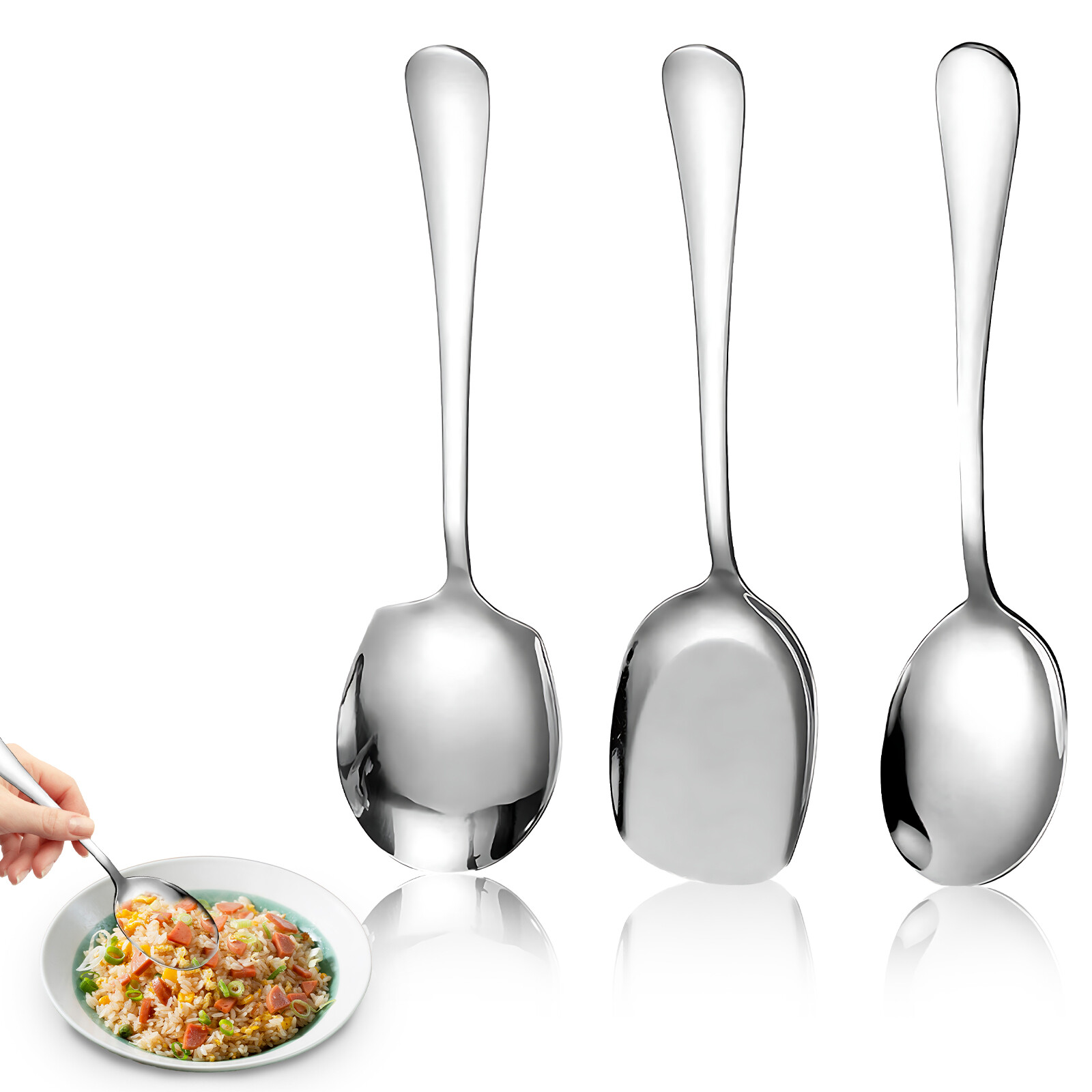 3pieces Stylish Stainless Steel Buffet Serving Spoon For Elegant Dinner ...
