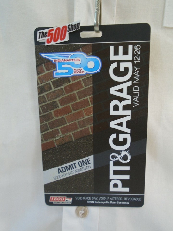 2012 Indianapolis 500 Pit & Garage Hard Card Credential & Lanyard IZOD ...