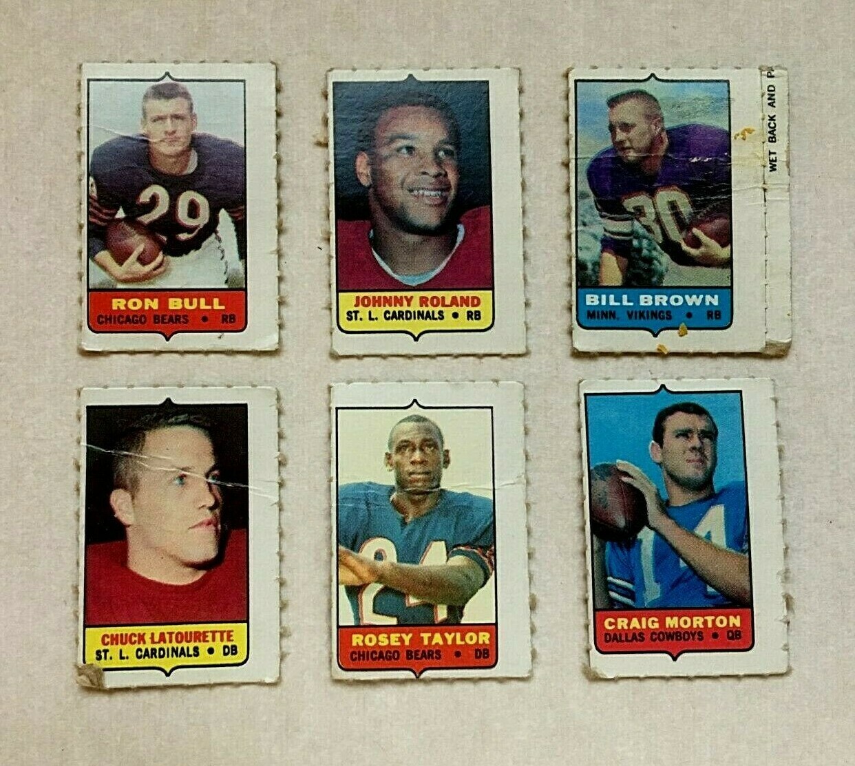 1969 Topps Football Mini Stamp Insert Cards - Lot of 6 | eBay